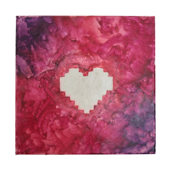 Wall Decor | Pixel Heart Melted Crayon Art | Poshmark